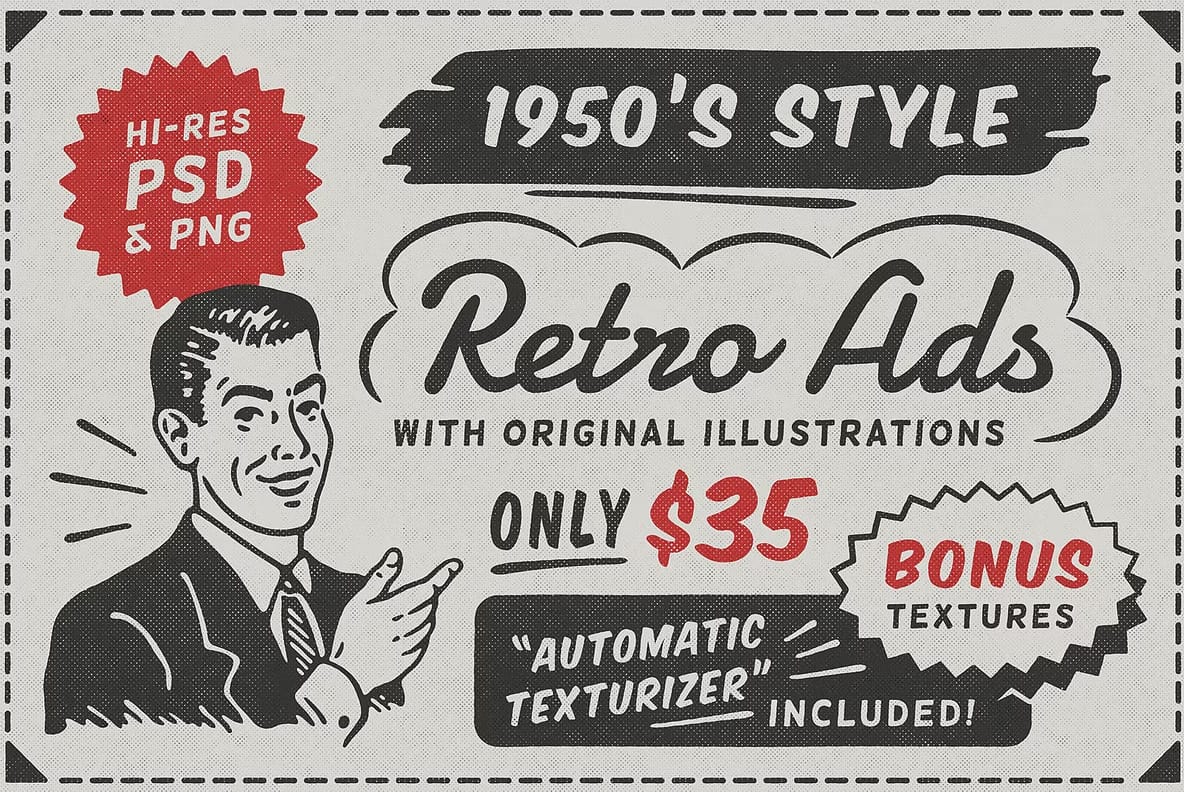 1950s Style Retro Ad Templates - Grafiked - Design Inspirations
